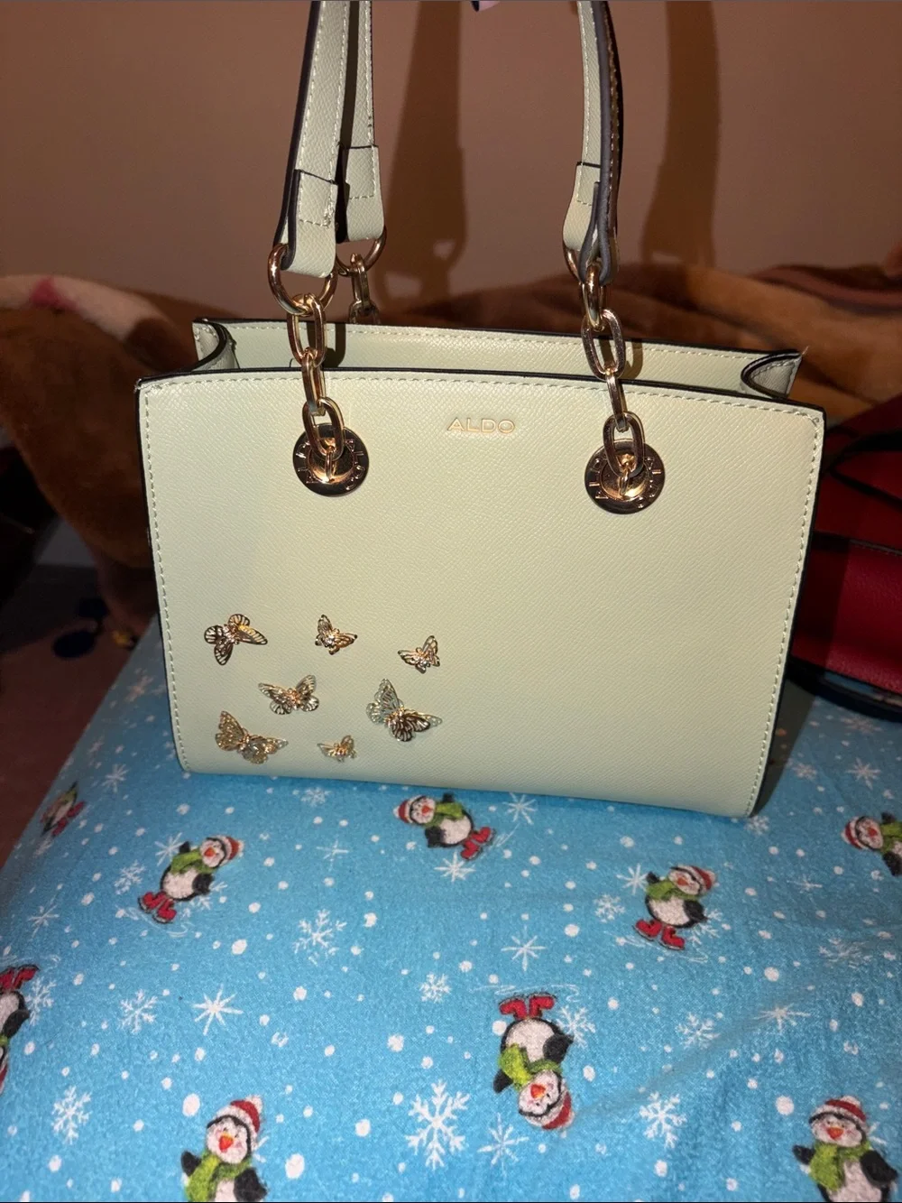 Aldo | Bags | Aldo Pale Yellow Butterfly Tote With Gold Hardware | Poshmark
